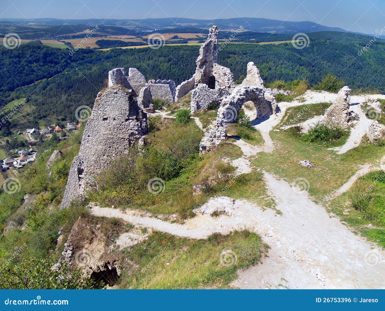 View from the Castle of Cachtice Stock Photo - Image of monument ...