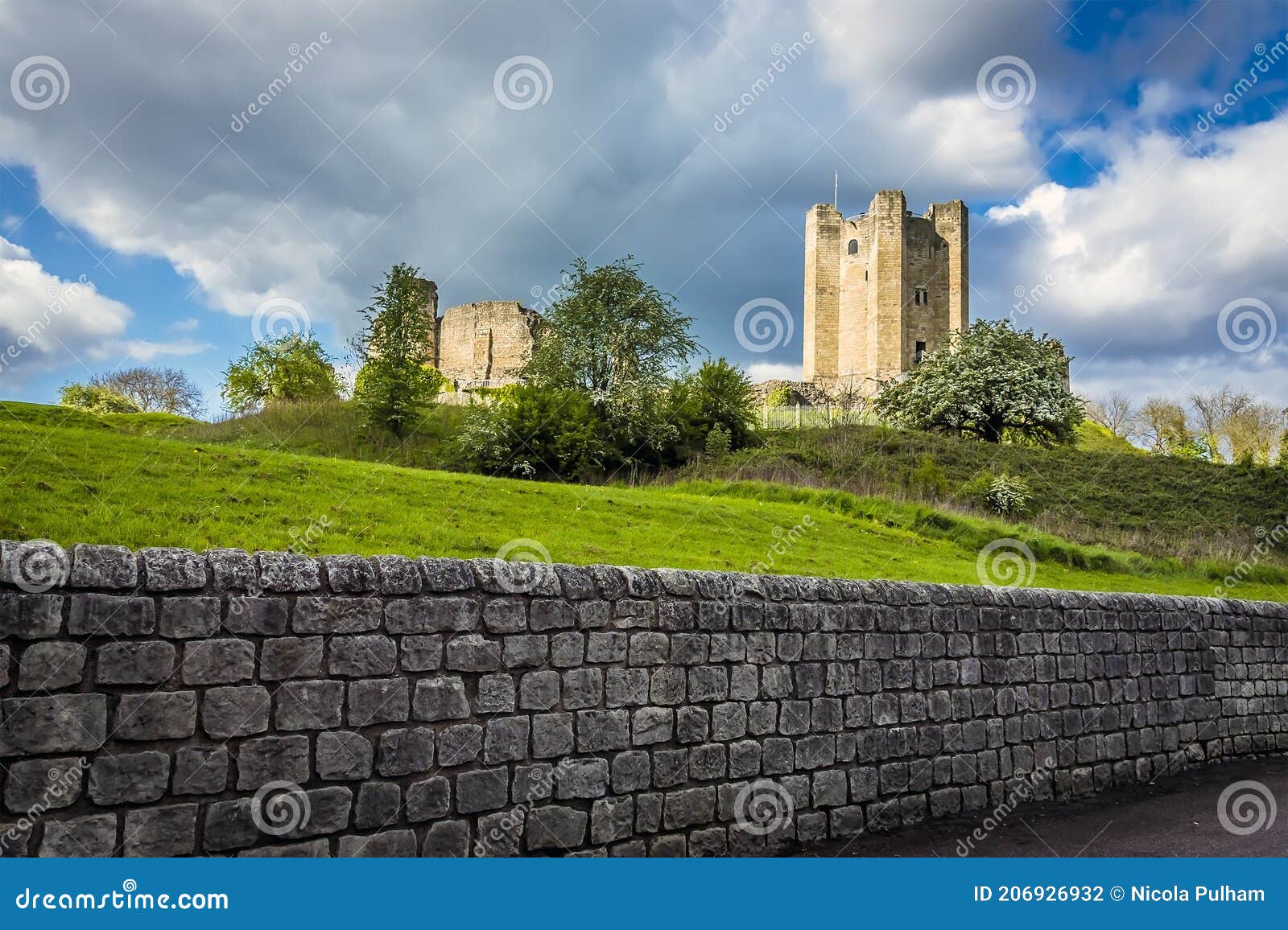 A View of the Castle and Grounds at Conisbrough, UK Stock Photo - Image ...
