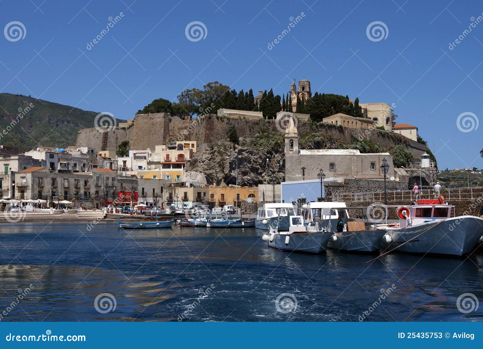 A View of the Castle of Lipari Stock Image - Image of harbor ...
