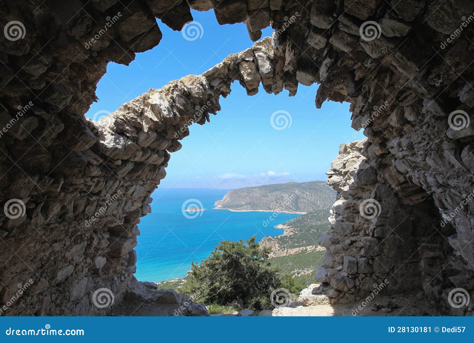View from the Castle of Monolithos, Rhodes Stock Image - Image of color ...