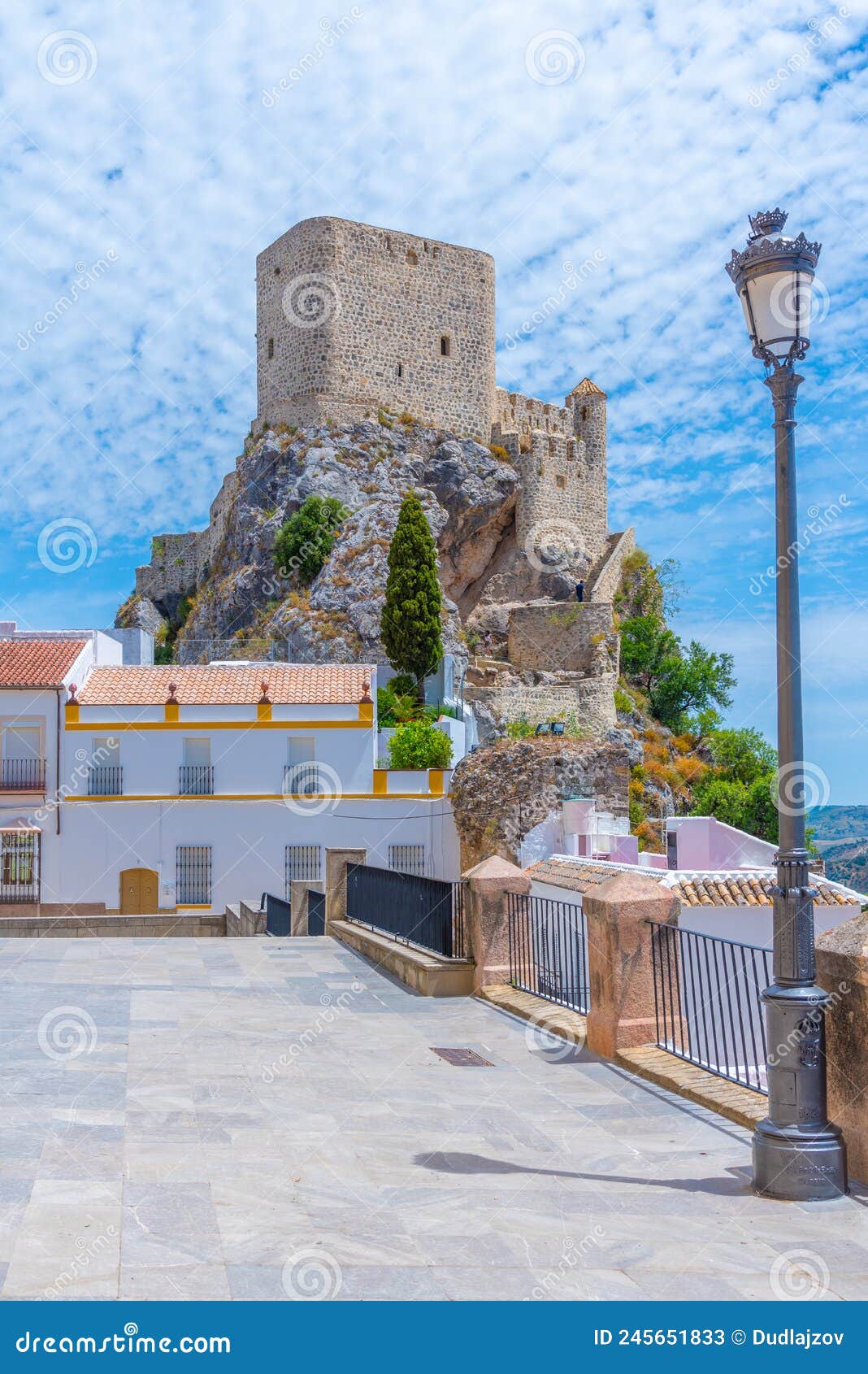 View of Castle in Spanish Town Olvera. Stock Image - Image of hill ...
