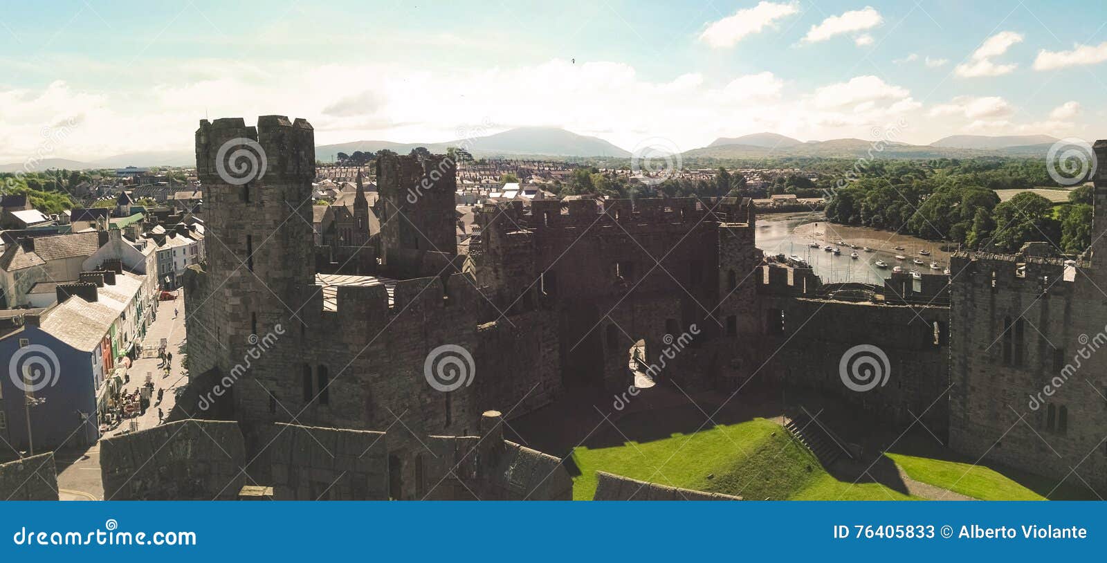 View of a Castle and Town from Above Stock Image - Image of fortress ...
