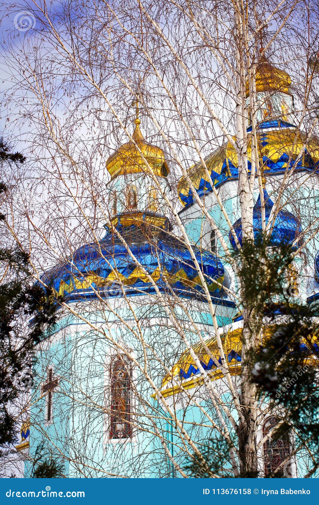 View of the Cathedral through the Birch Branches Stock Photo - Image of ...