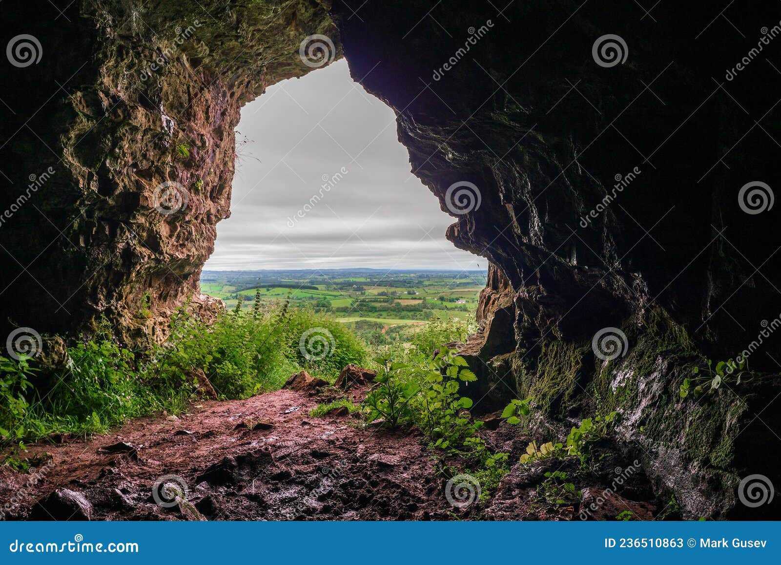 View from a Cave on a Beautiful Scenery. Cloudy Sky Stock Image - Image ...