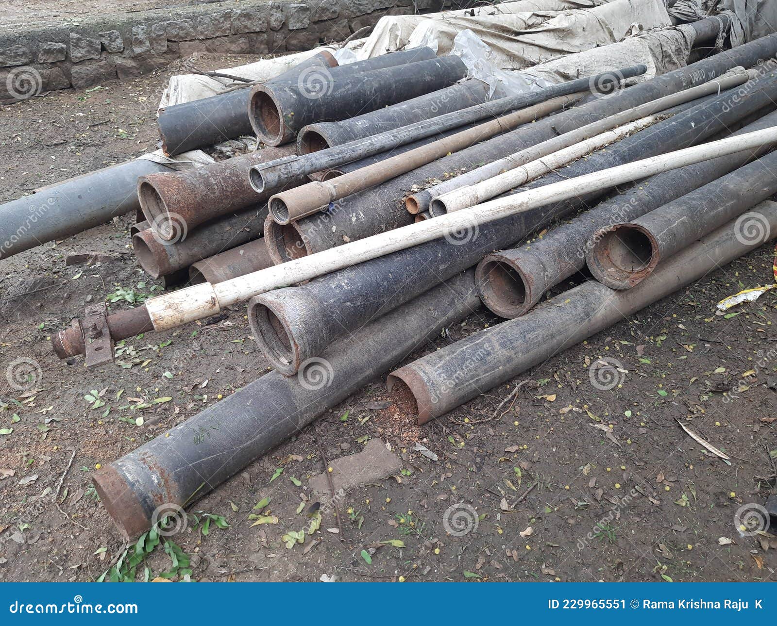Cement and Plastic Pipes Stack Stock Image - Image of view, wood: 229965551