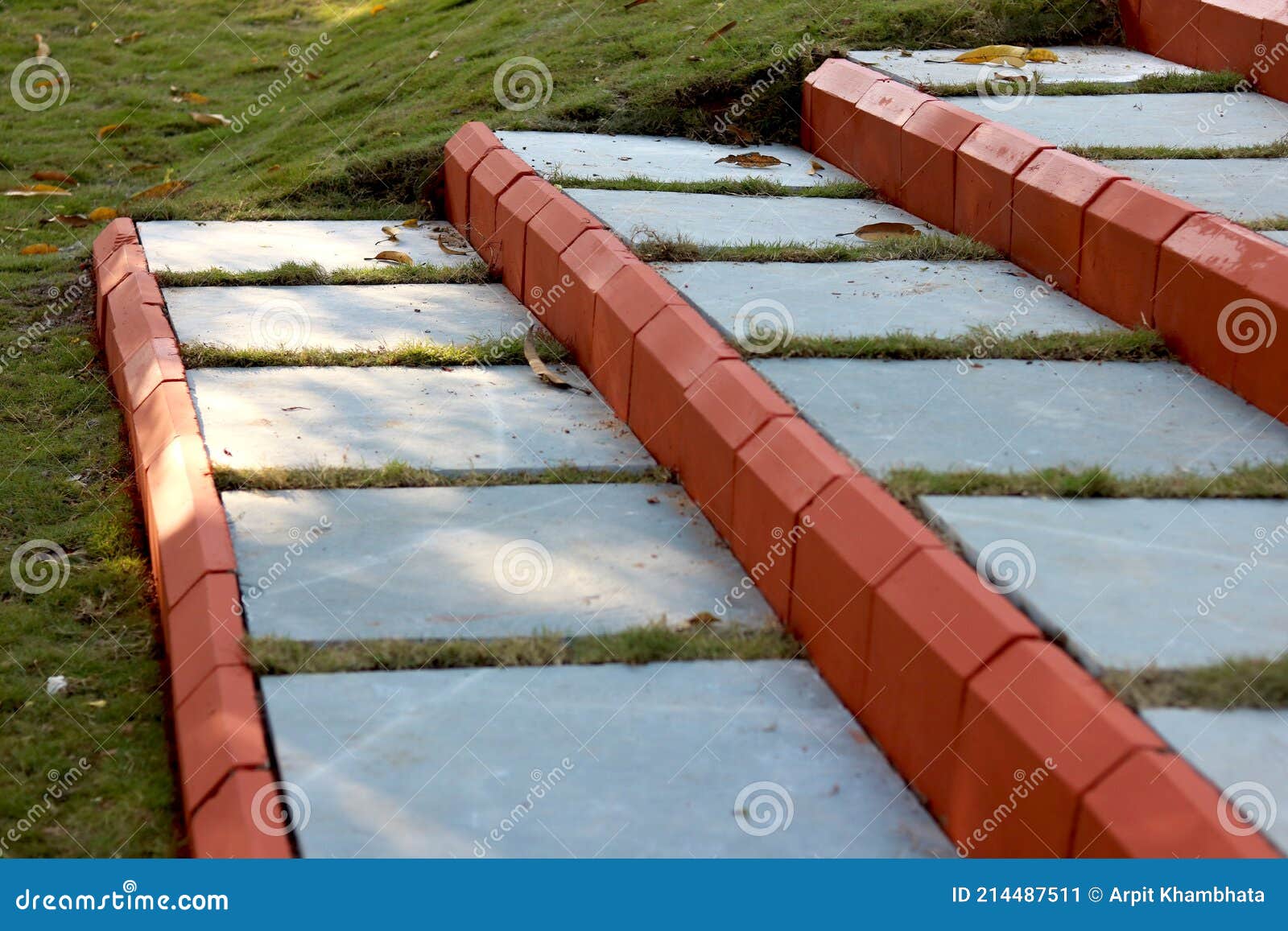 View of Cement Tiles Steps in Garden Stock Image - Image of stone ...