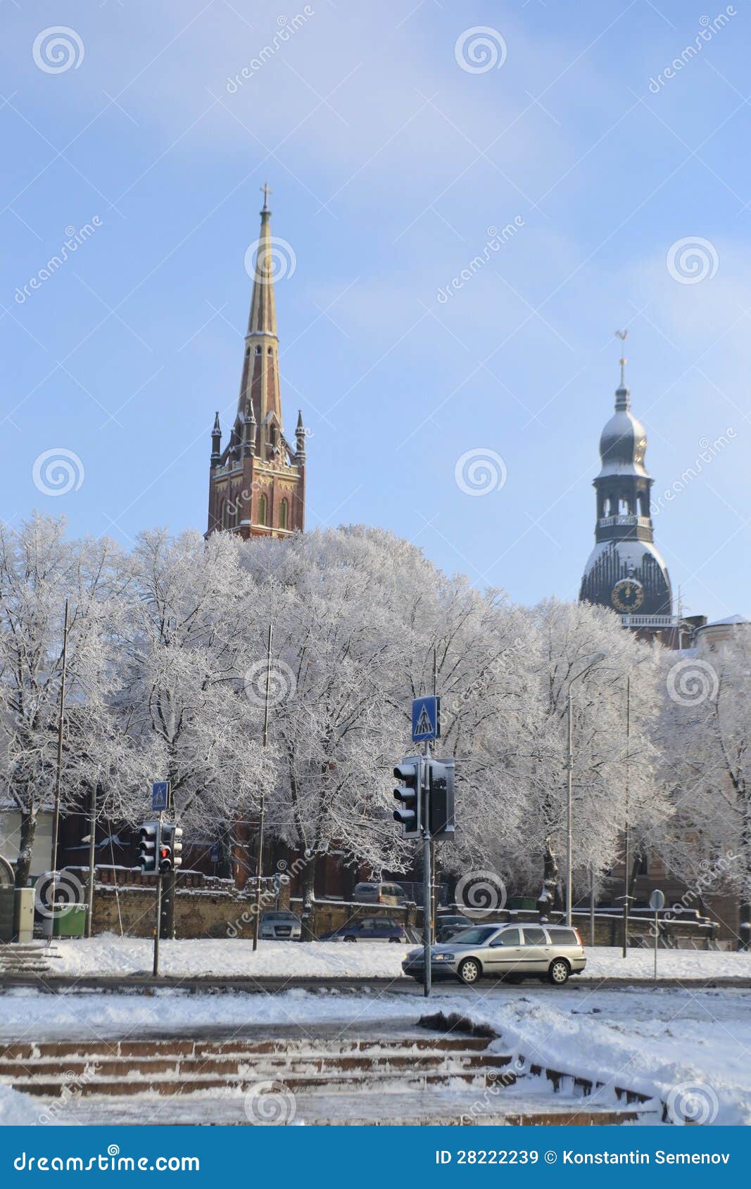View of Center of Riga at Winter Stock Image - Image of latvia, view ...