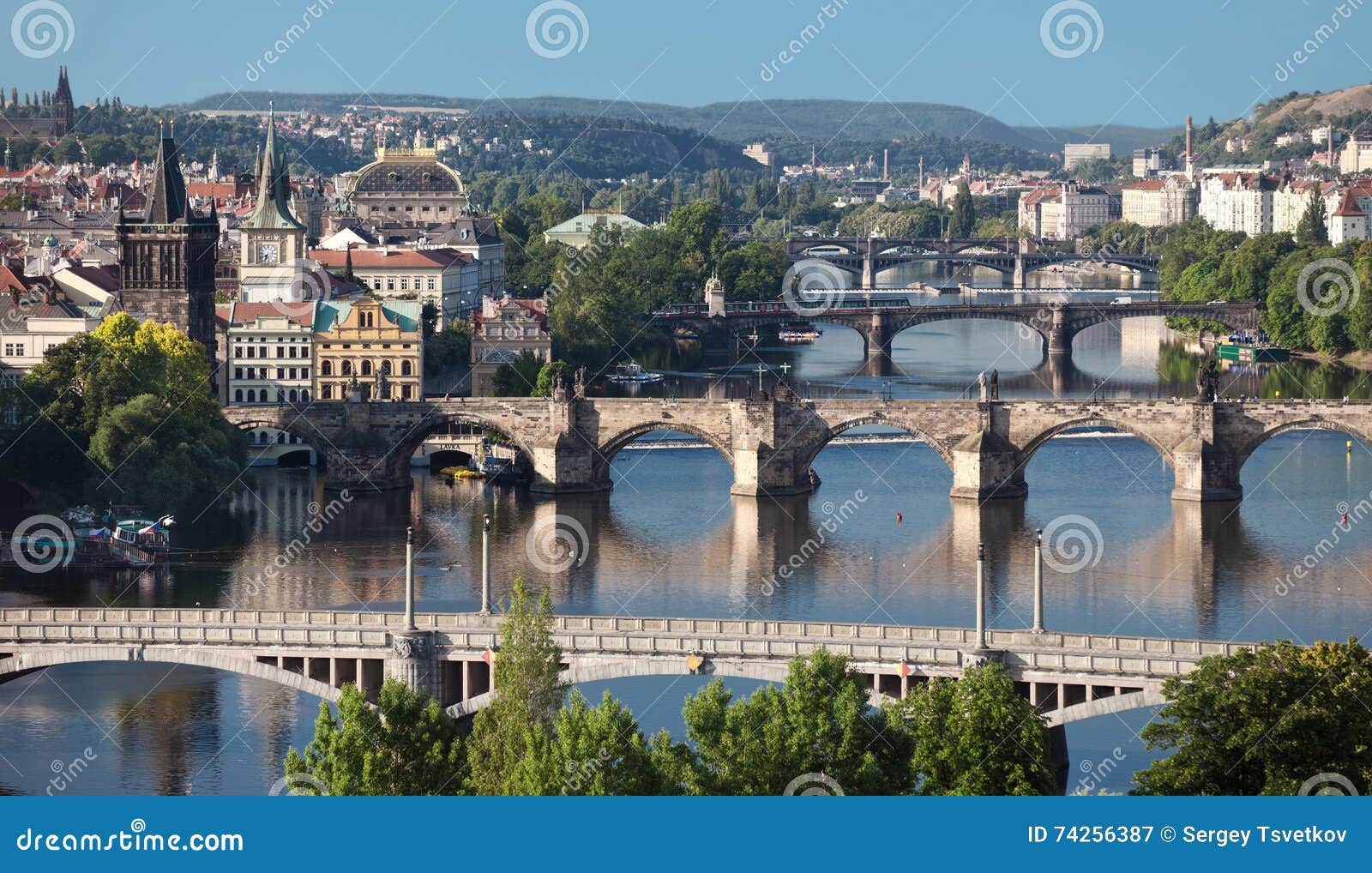 View of Central Bridges of Prague Editorial Photography - Image of ...