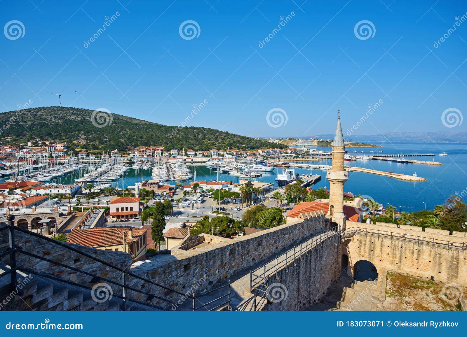 View of Cesme from the Castle Stock Image - Image of building, fortress ...