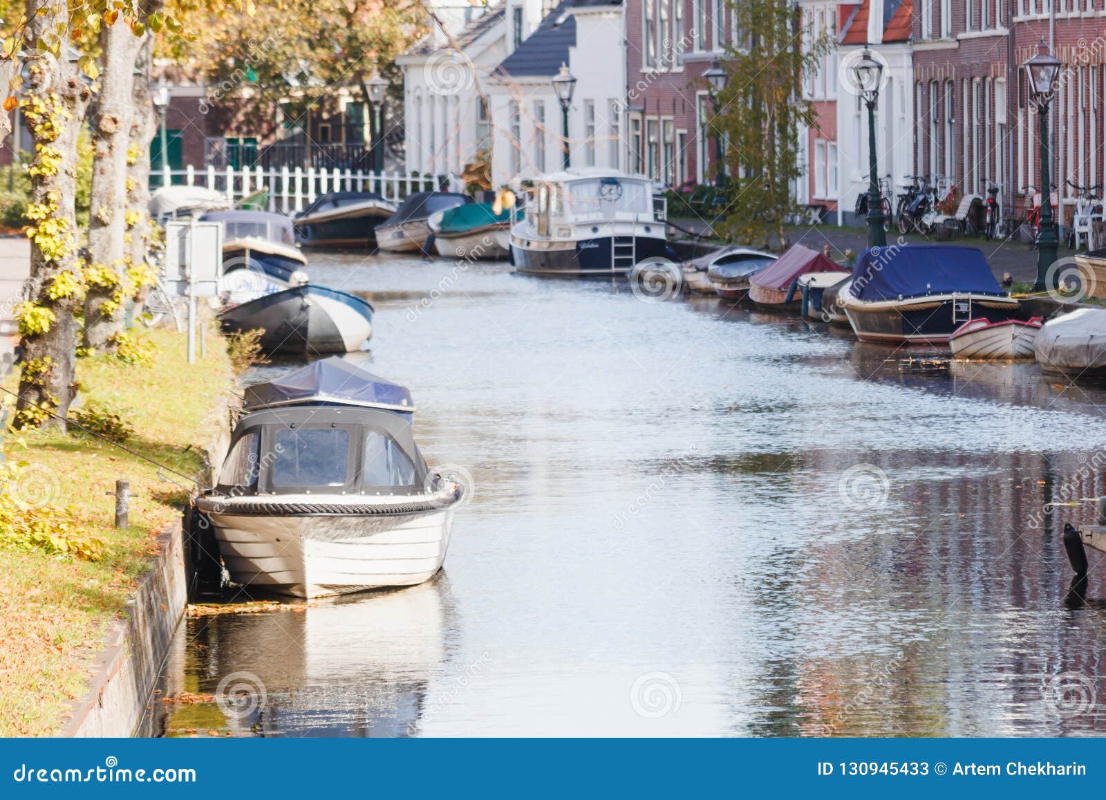 View of the Channels of City Leiden, Bots and Trees, Leiden. Stock ...