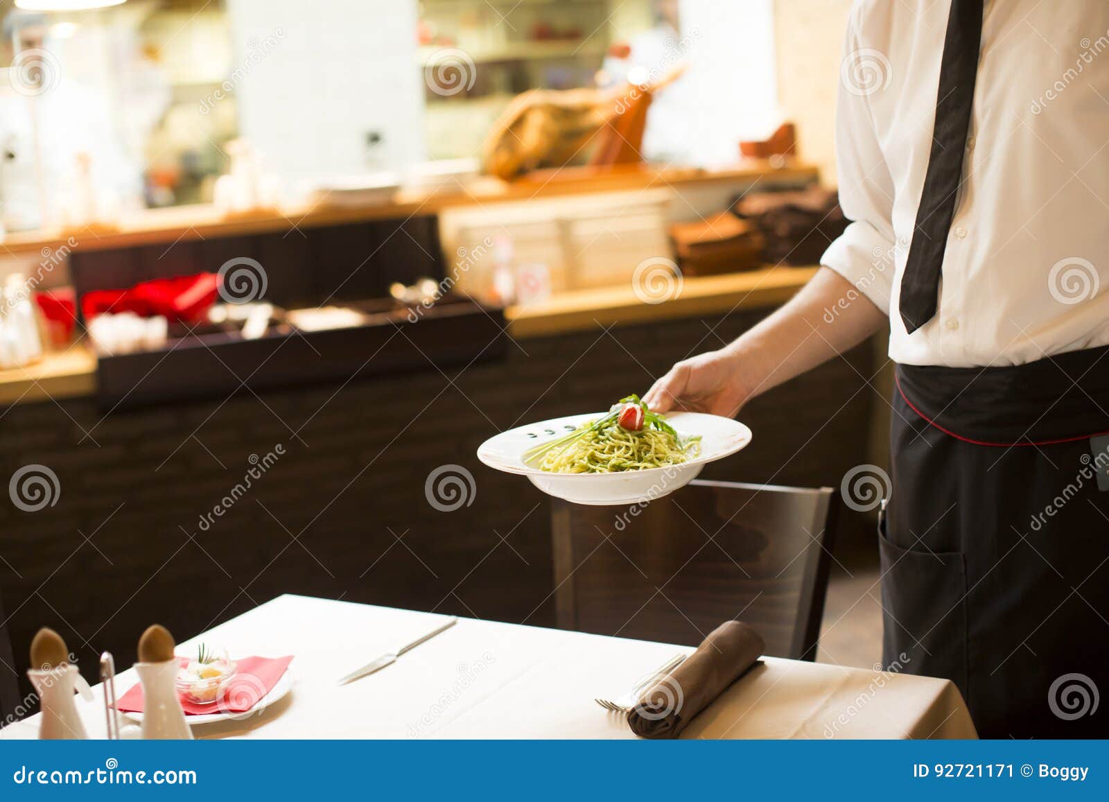 Chef Serving Food in Restaurant Stock Image - Image of delicious ...