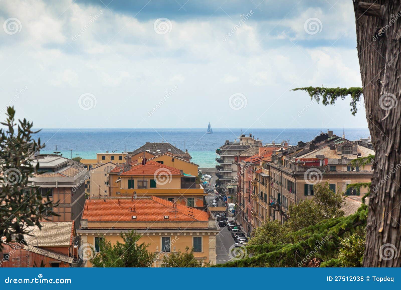 View of Chiavari and the Sea, Italy Stock Photo - Image of horizon ...