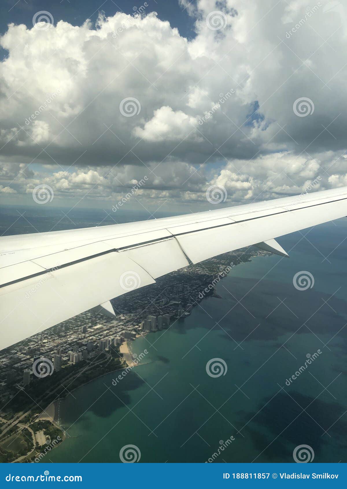 Chicago over the wing stock image. Image of shot, flowers - 188811857