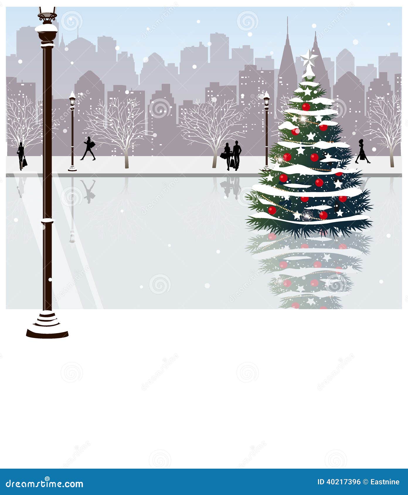 The view of Christmas tree stock illustration. Illustration of painting ...