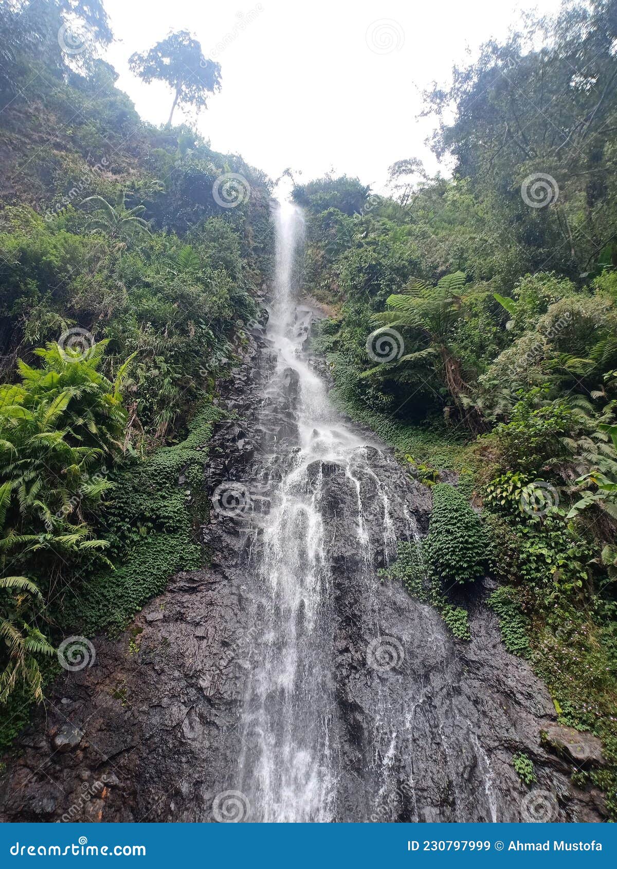 View of the Cijalu Waterfall in Subang, West Java, Indonesia in ...