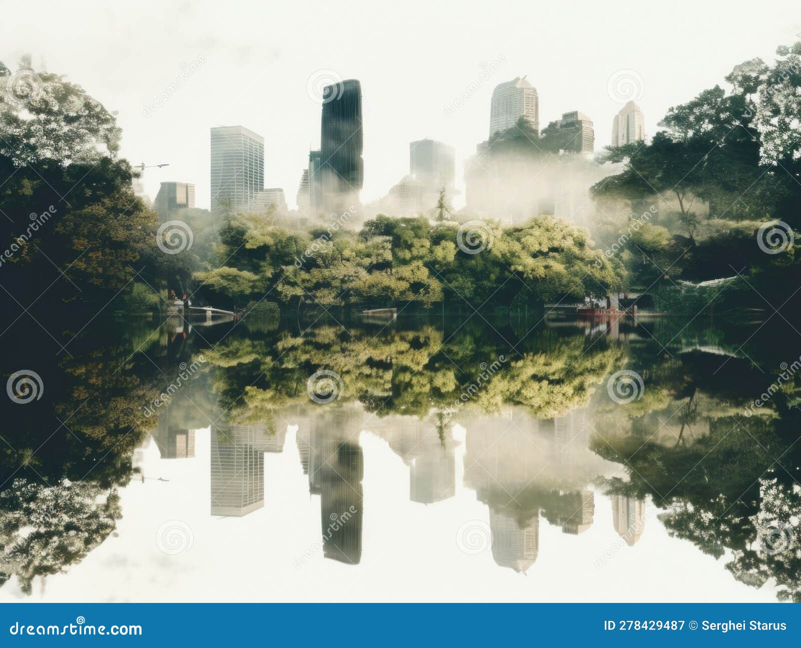 A View of a City from Across a Lake. Generative AI Image. Stock ...