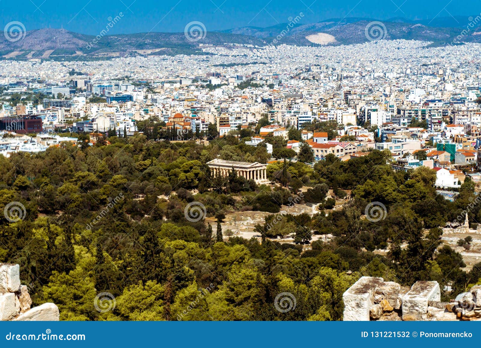 View of the city of Athens stock photo. Image of blue - 131221532