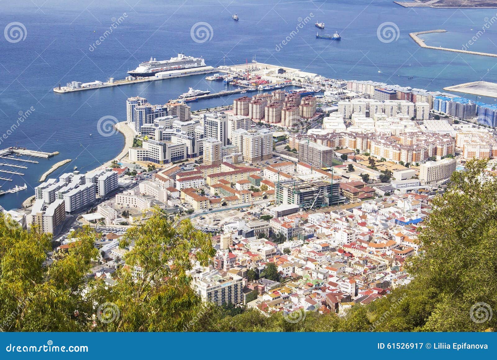 View of the City Below, the Ocean and the Beach from the Height of the ...