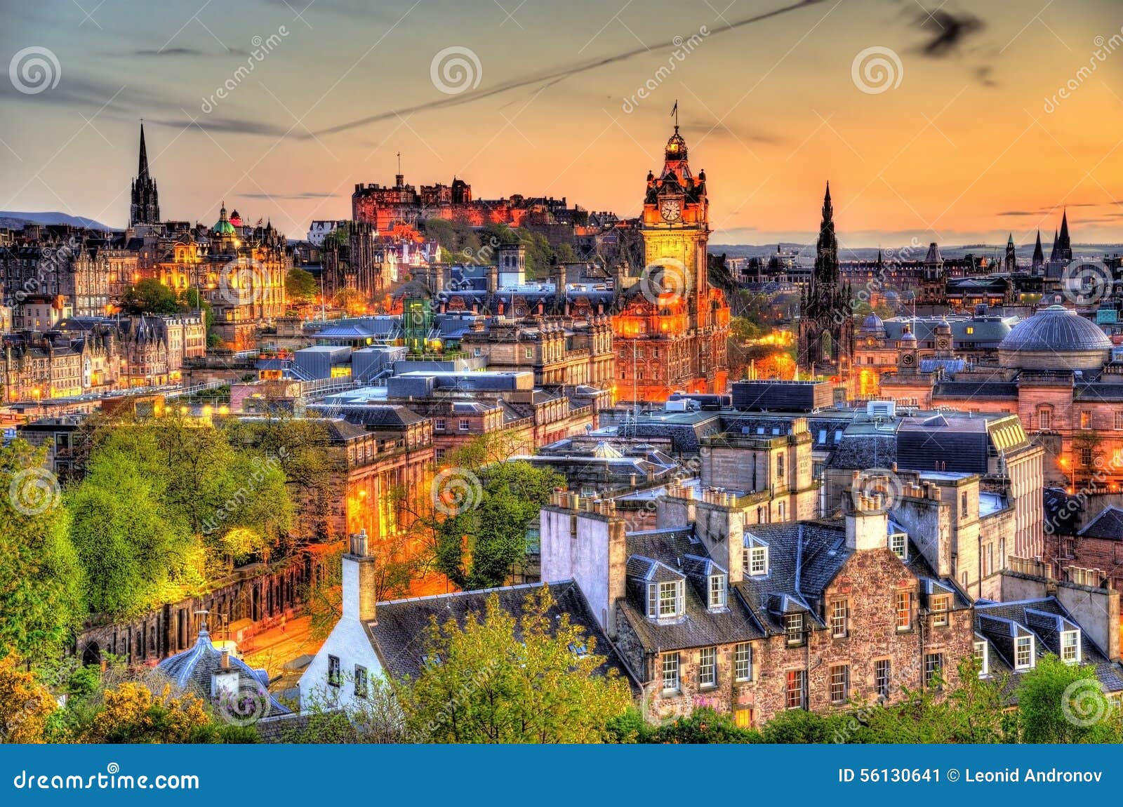 View of the City Centre of Edinburgh Stock Image - Image of hill ...