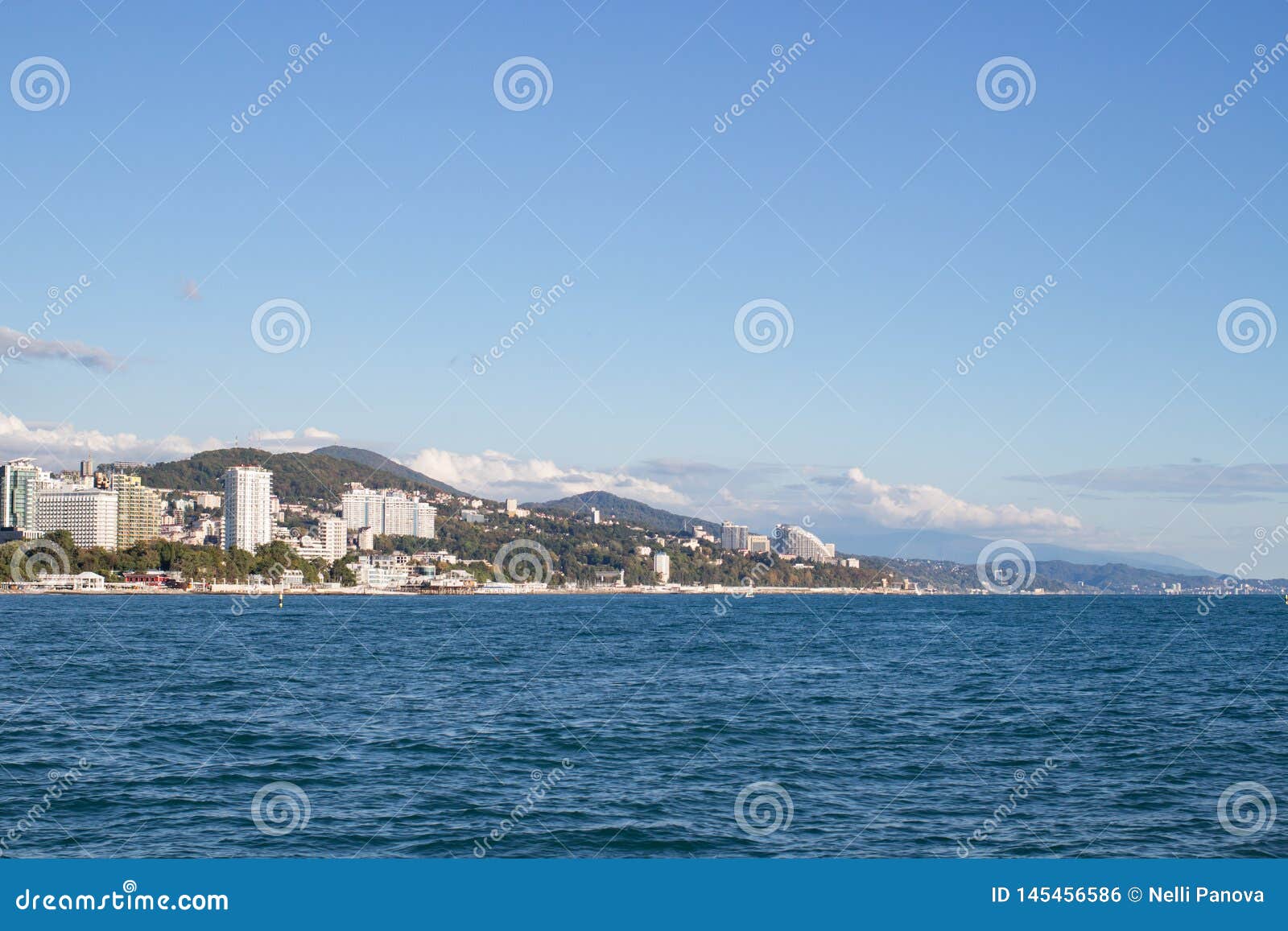 View of the City Coast from the Sea Stock Photo - Image of blue, coast ...