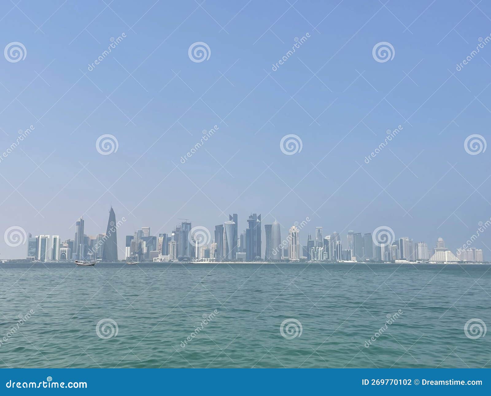 View of the City of Doha from the Sea Stock Photo - Image of travel ...