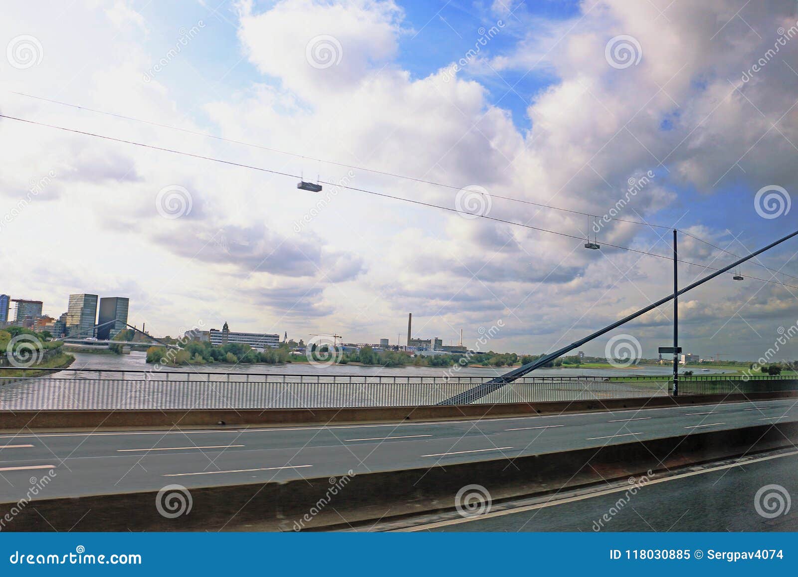 View of the City from a High Bridge Stock Image - Image of green ...