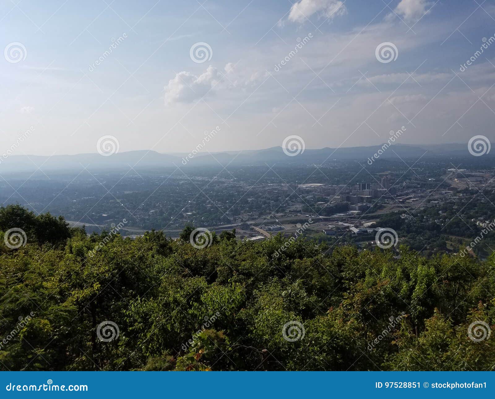 View of city from high up stock image. Image of trees - 97528851
