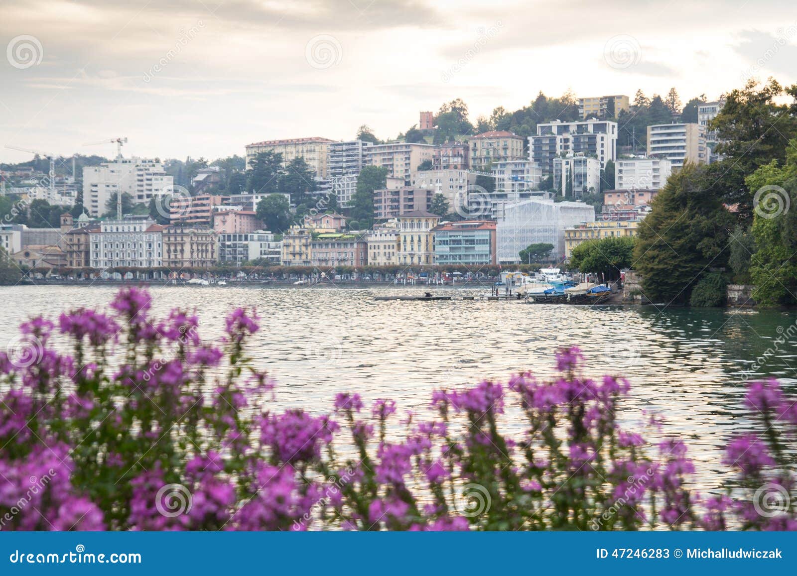 View of the City Lugano and Lake in Switzerland Stock Image - Image of ...