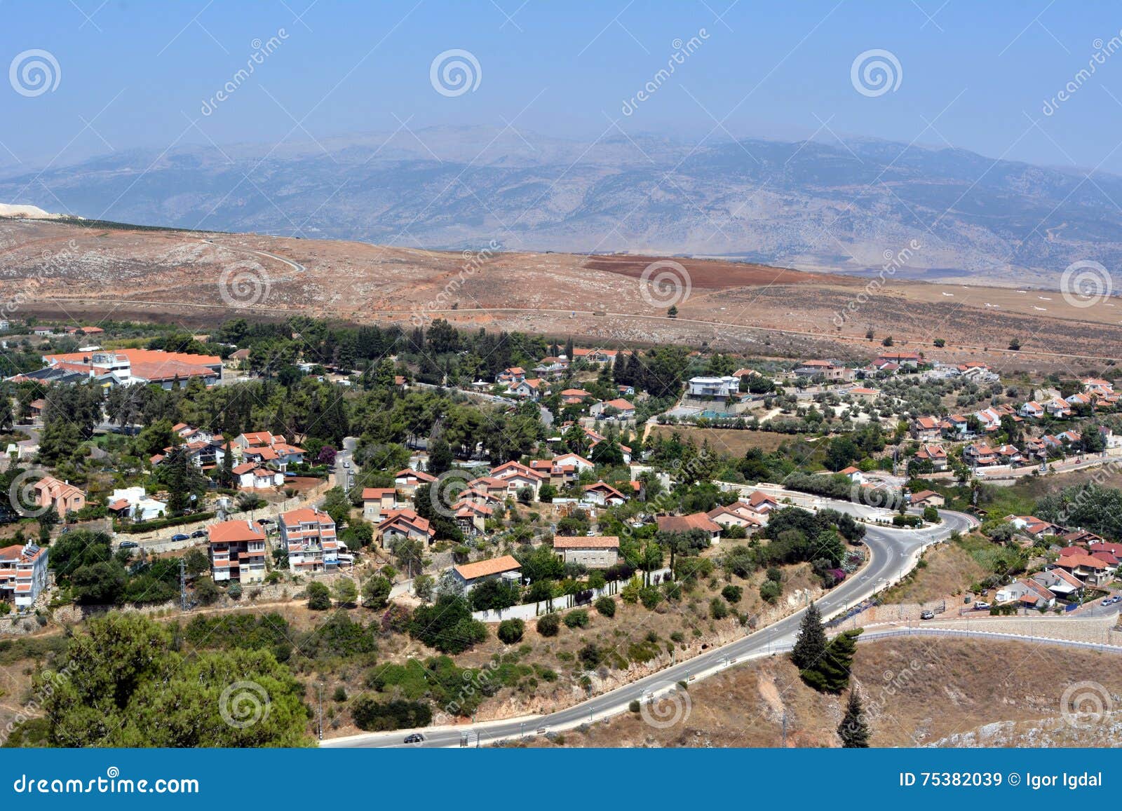 View of the City Metula from the Golan Heights in Israel Stock Image ...