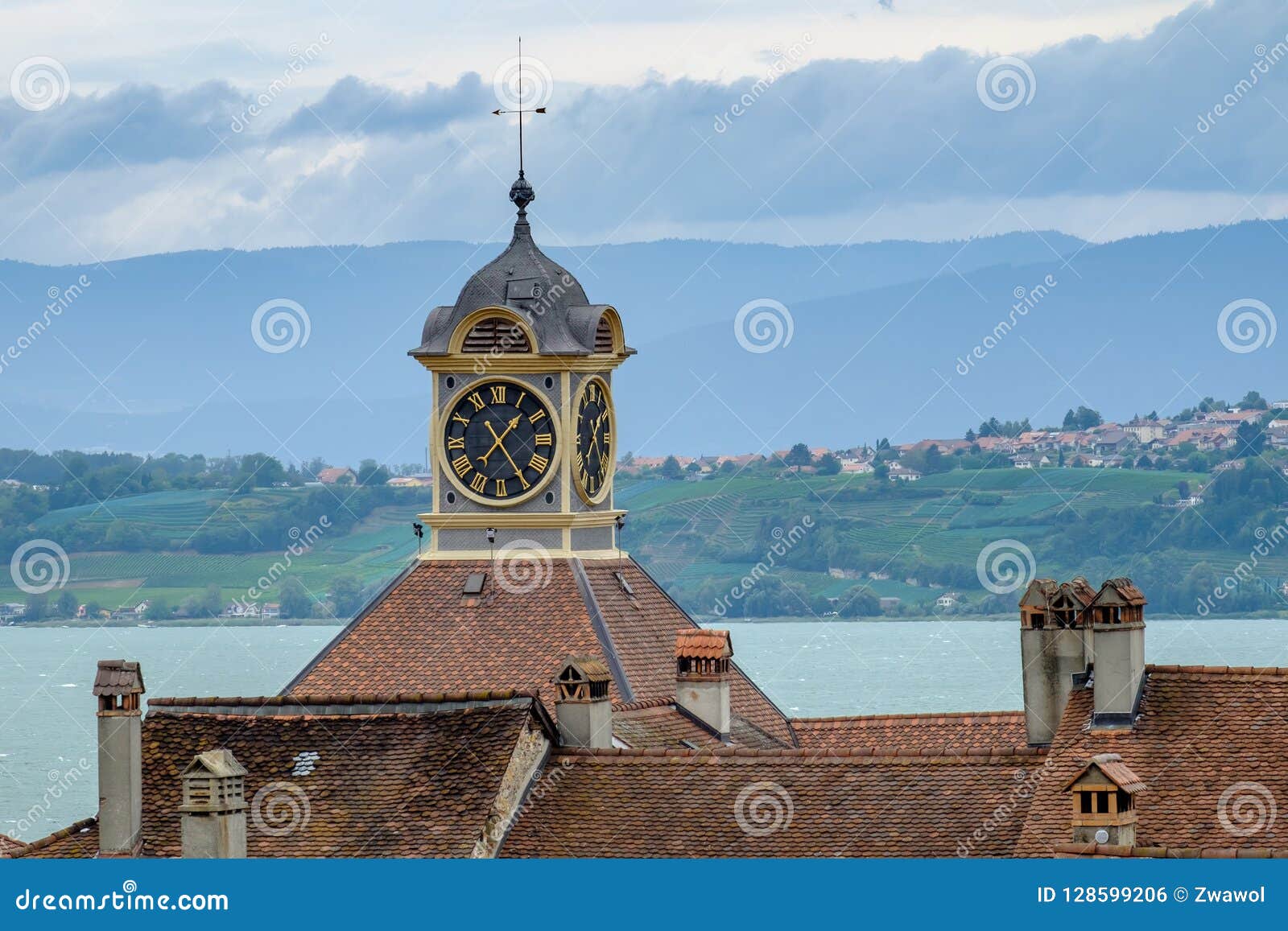 View of the city Murten stock photo. Image of travel - 128599206