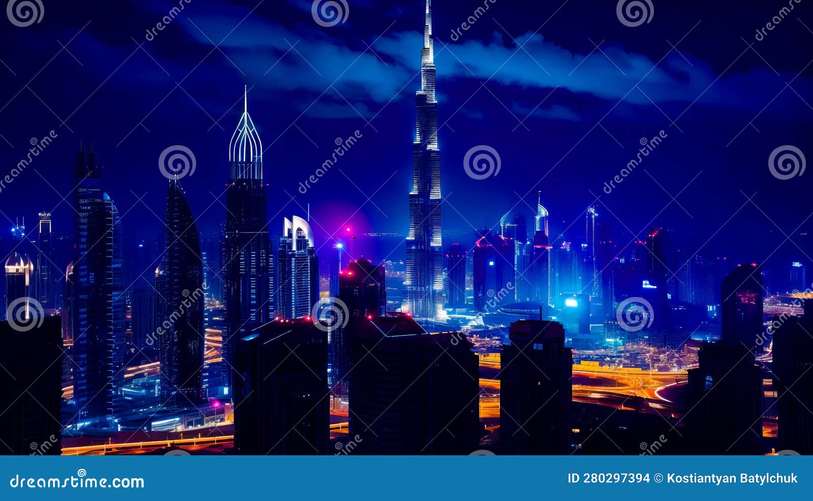 View of City at Night from High Rise Building in the Middle of the City ...