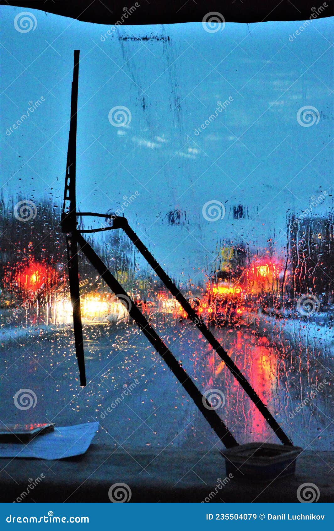 View of the City Road through the Windshield of the Bus. Stock Image ...