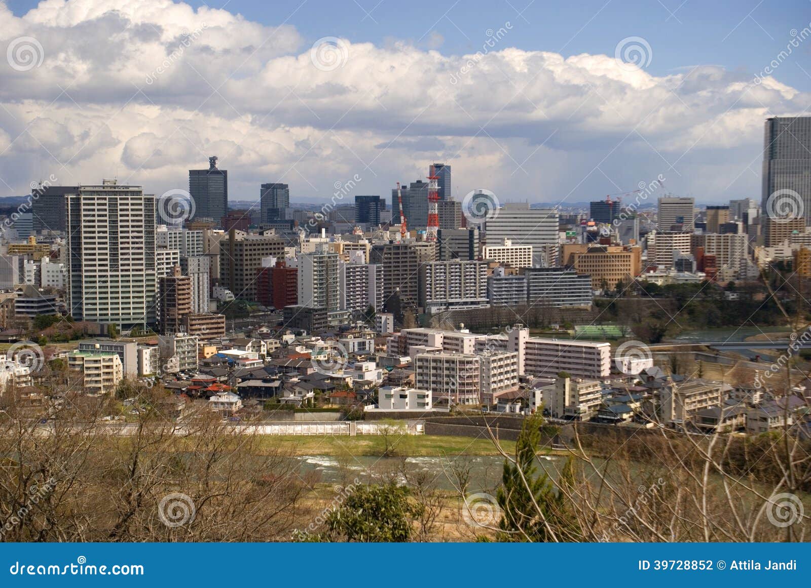 View of the City, Sendai, Japan Editorial Photography - Image of ...