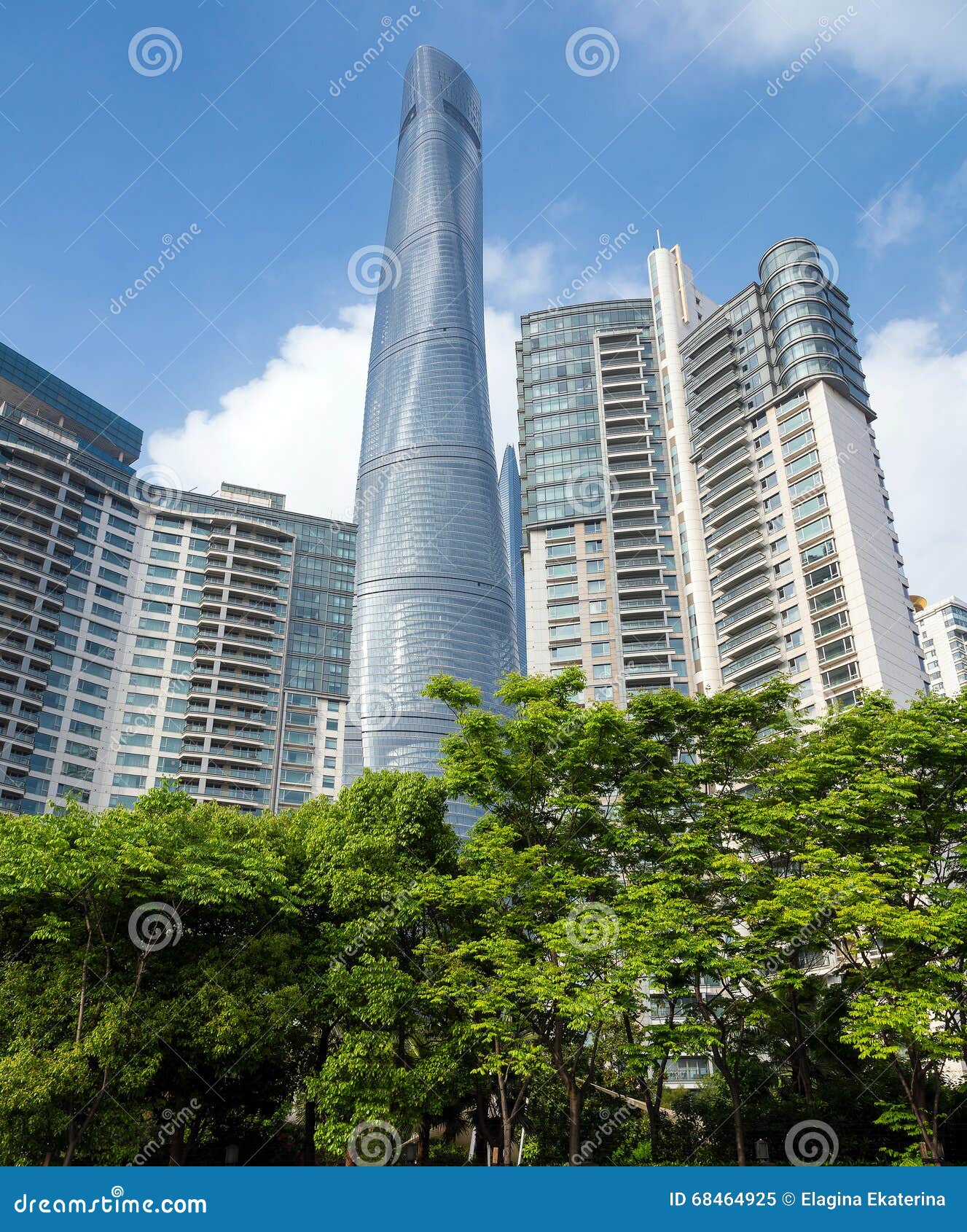 View of the City Skyline from Nature Park Stock Image - Image of garden ...