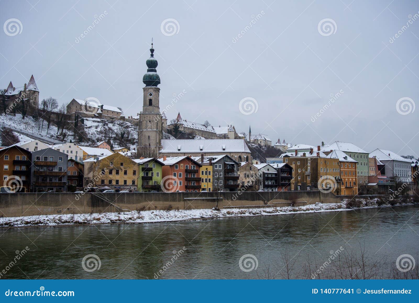View of City with Snow Covered Buildings Stock Image - Image of ...