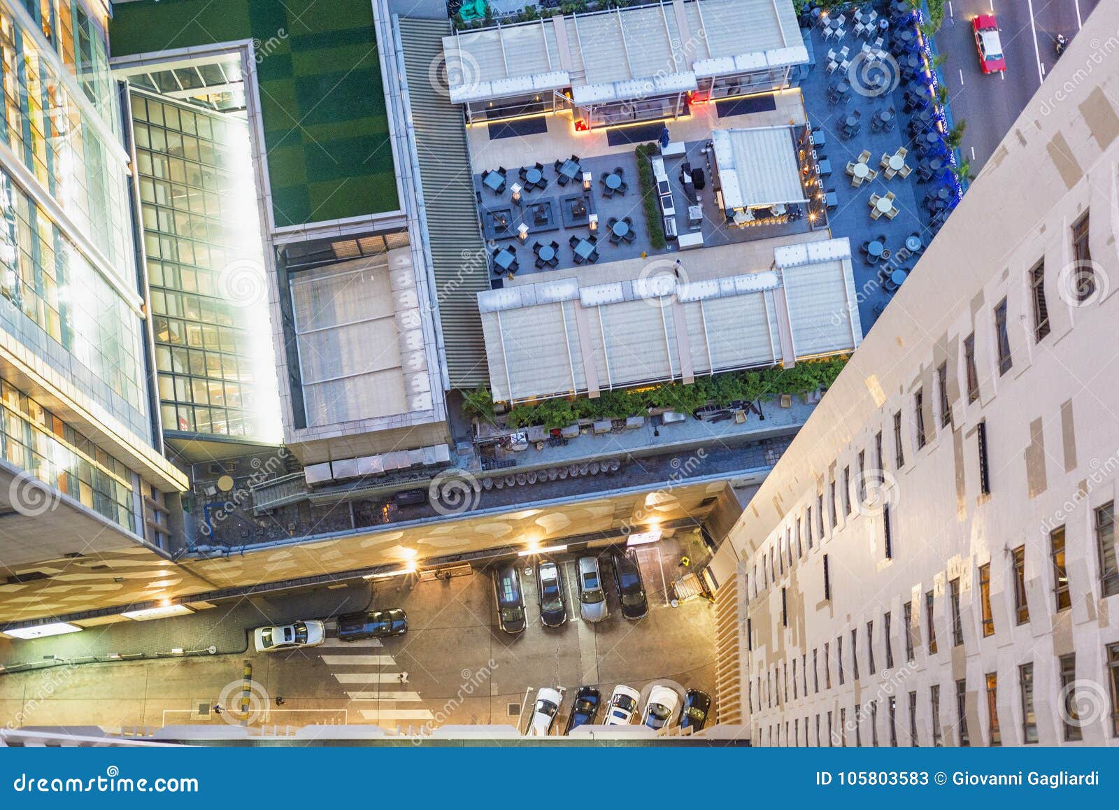 View of City Street from the Top of a Skyscraper Stock Image - Image of ...