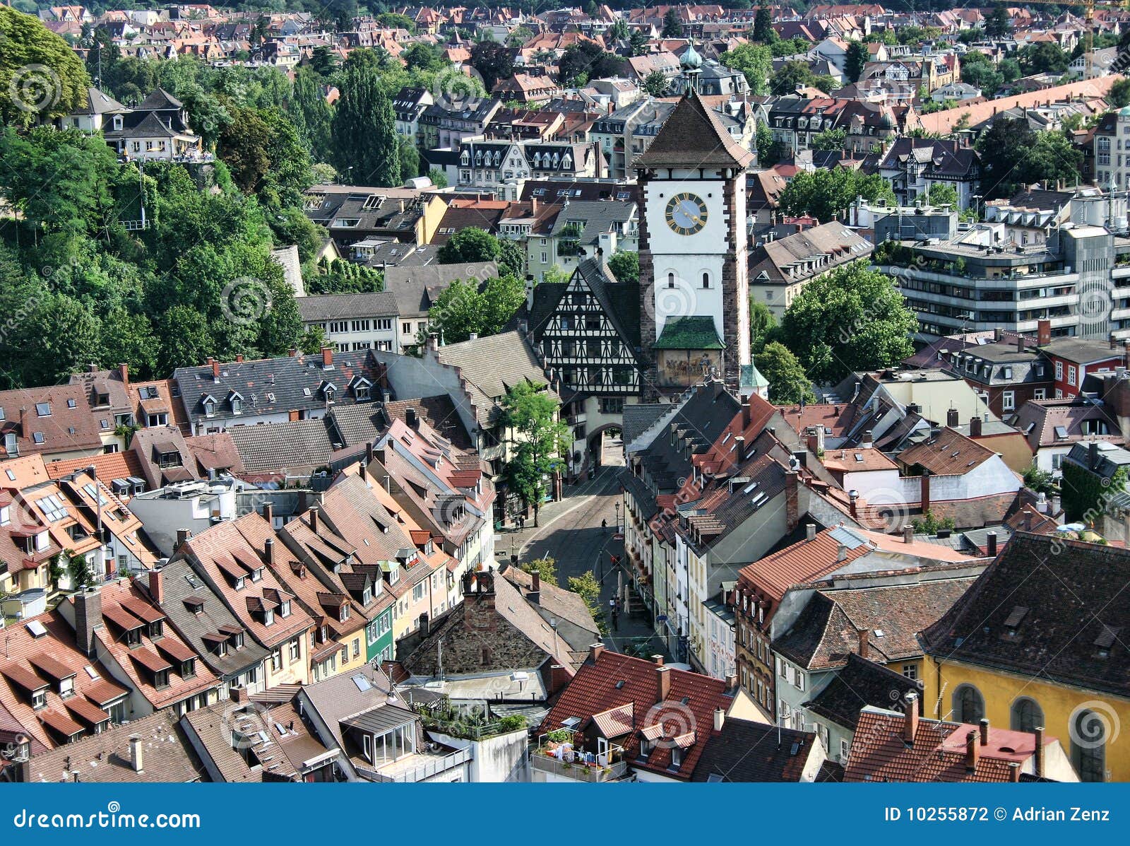 View on a City Tower of Freiburg Stock Photo - Image of german, germany ...