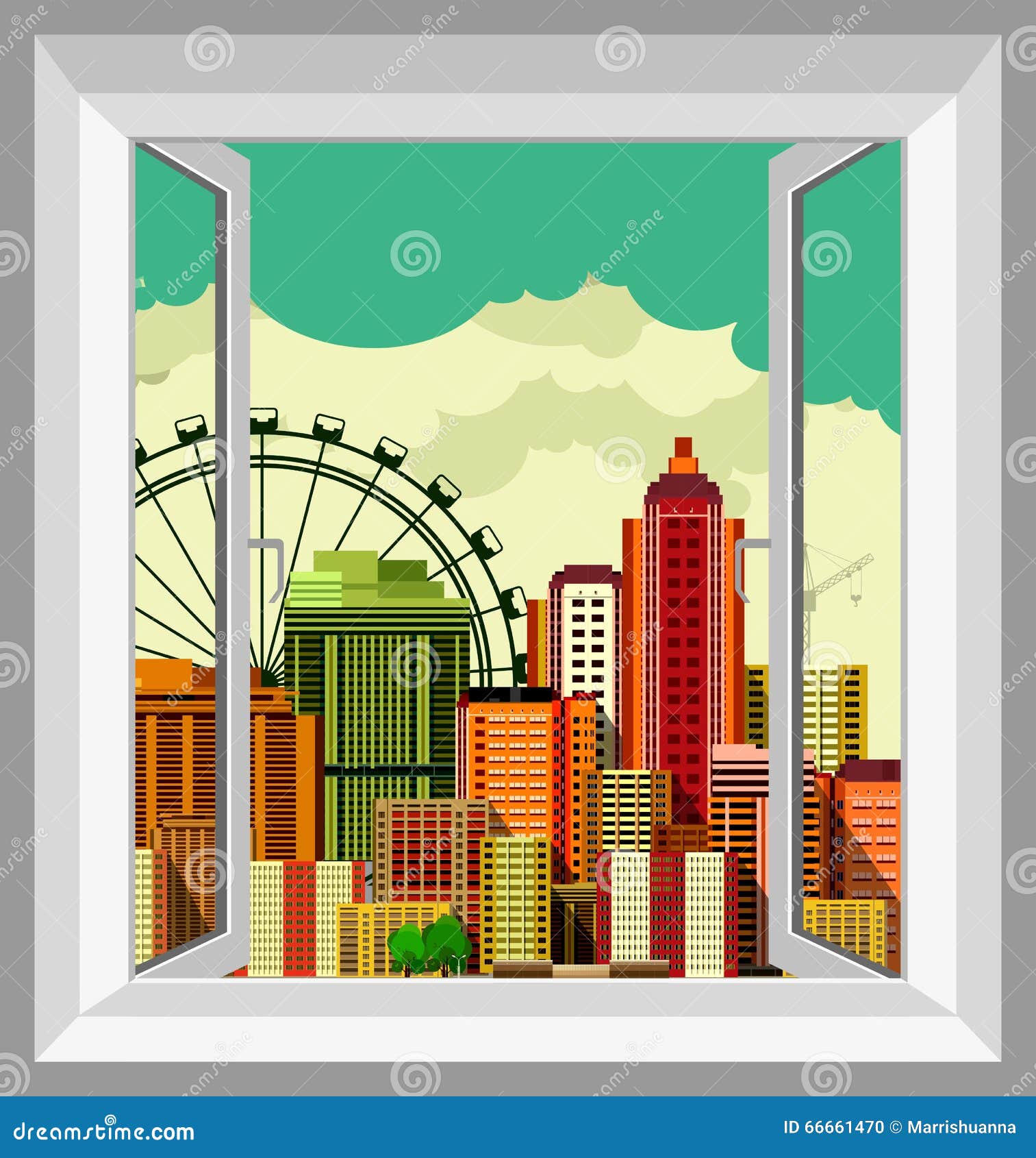 View of the City from Window Stock Vector - Illustration of concept ...