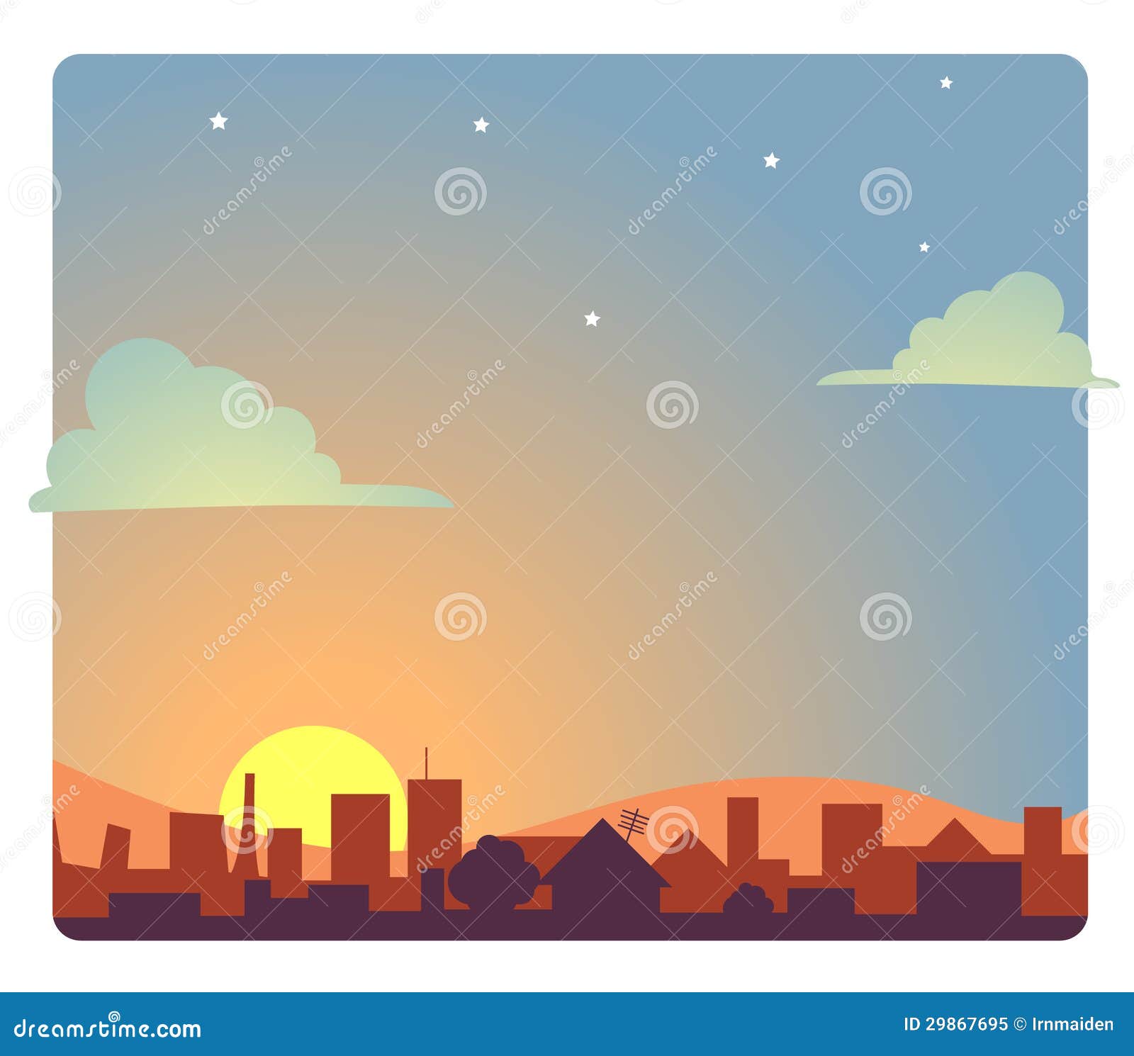 Dawn stock vector. Illustration of surroundings, clouds - 29867695