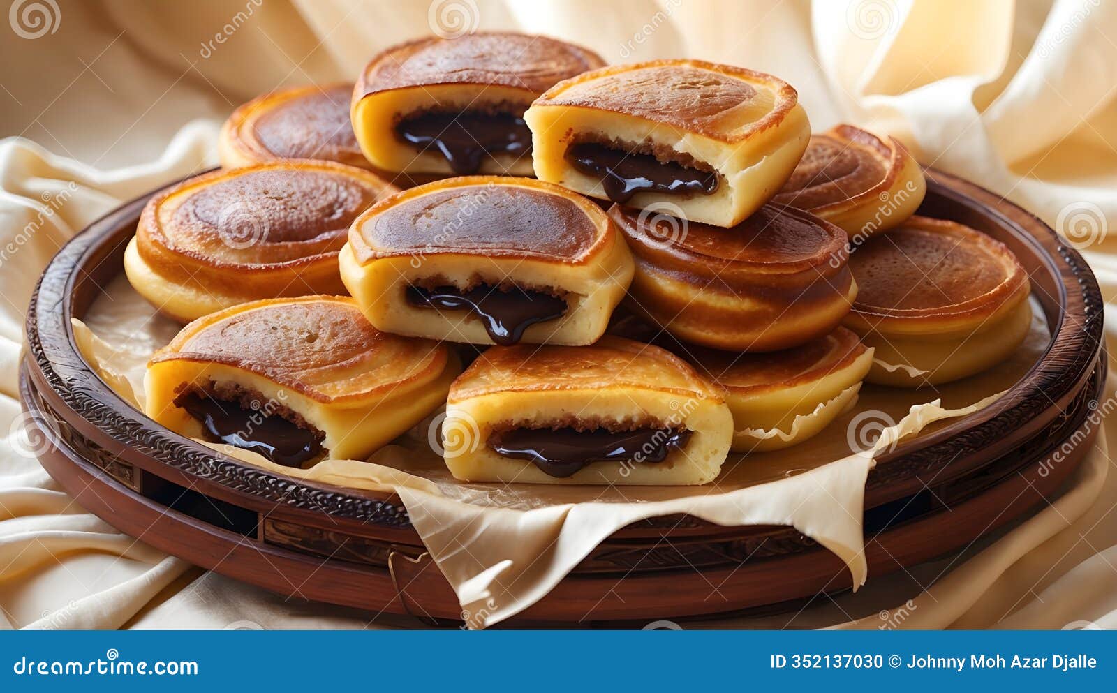 A Classic Setup Featuring a Tray of Martabak Manis Filled with ...