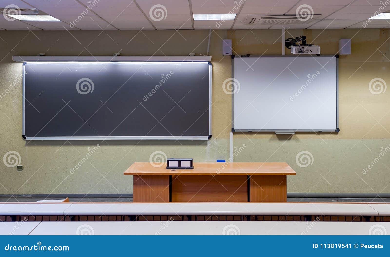 Whiteboard Interactive LIM stock image. Image of desk - 113819541