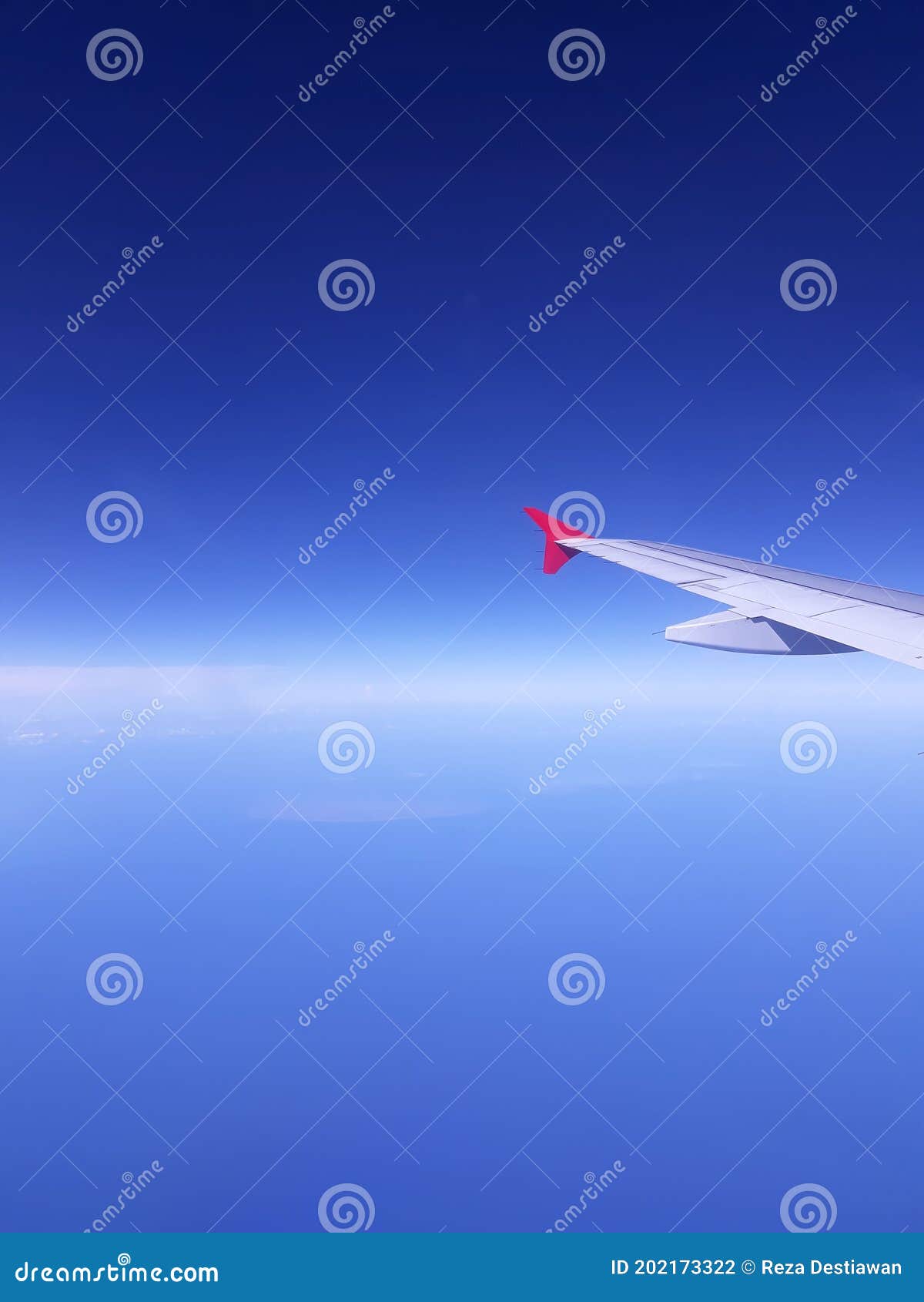 The View of the Clear Blue Sky from Inside the Airplain. Stock Photo ...