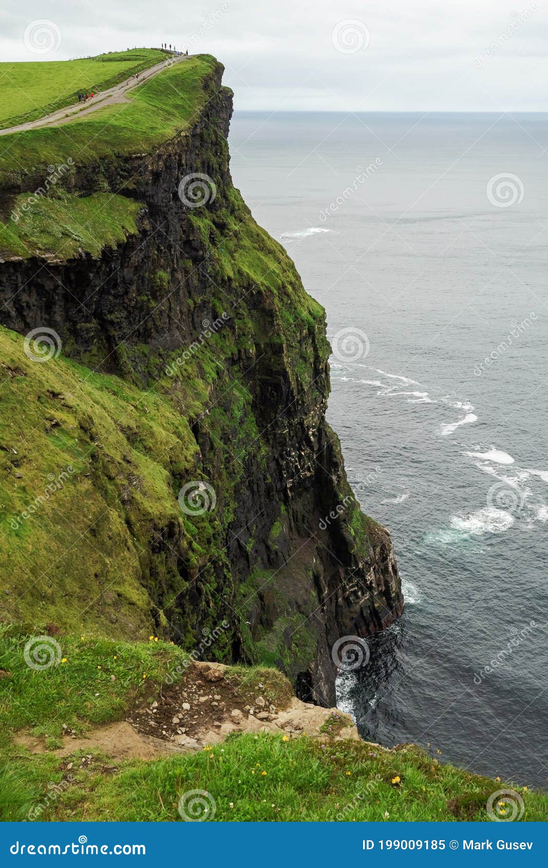 View from Cliff of Moher on Atlantic Ocean. Walking Path by the Edge of ...