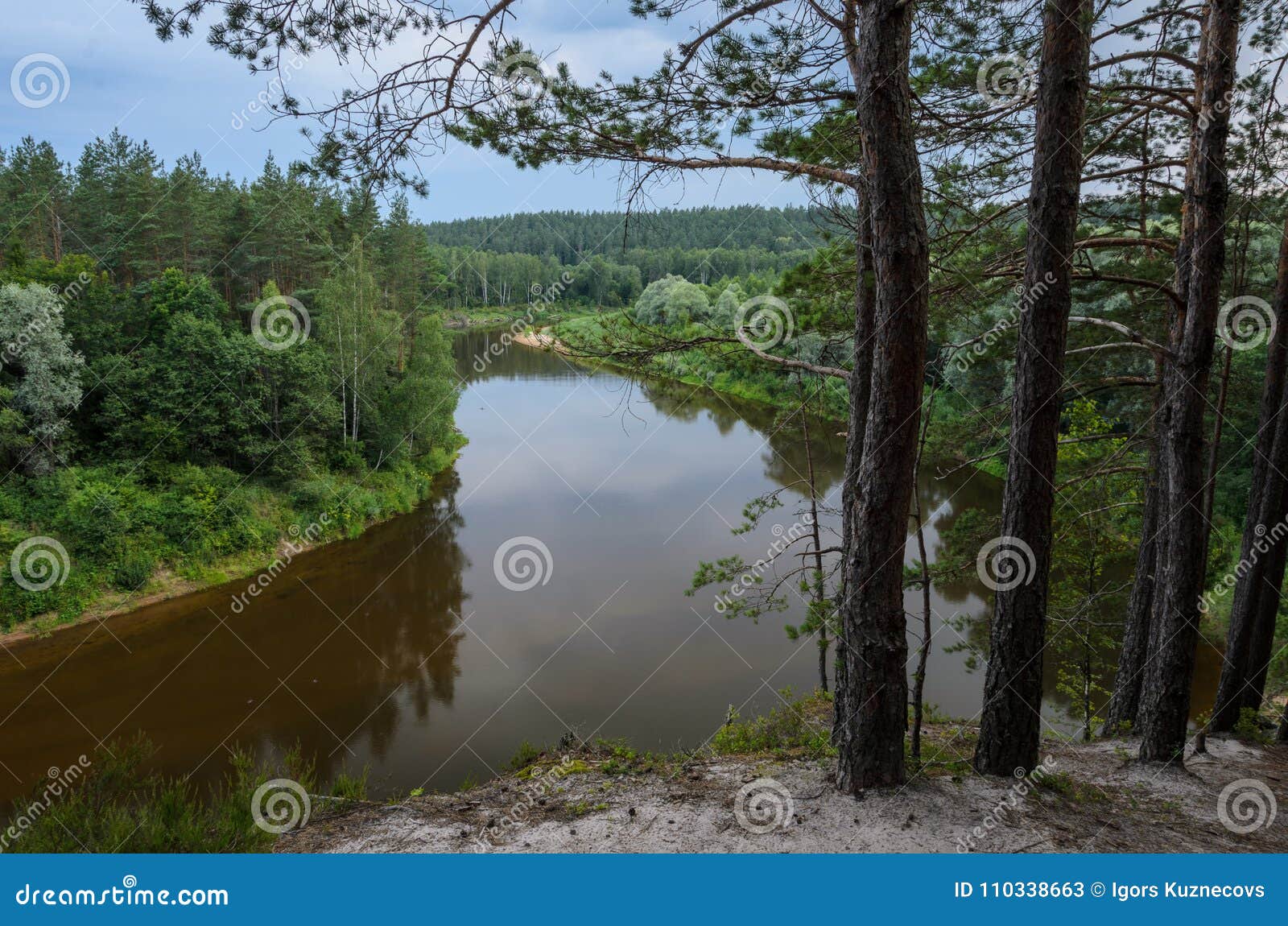 View from Cliff on River and Forest. Stock Image - Image of calm ...