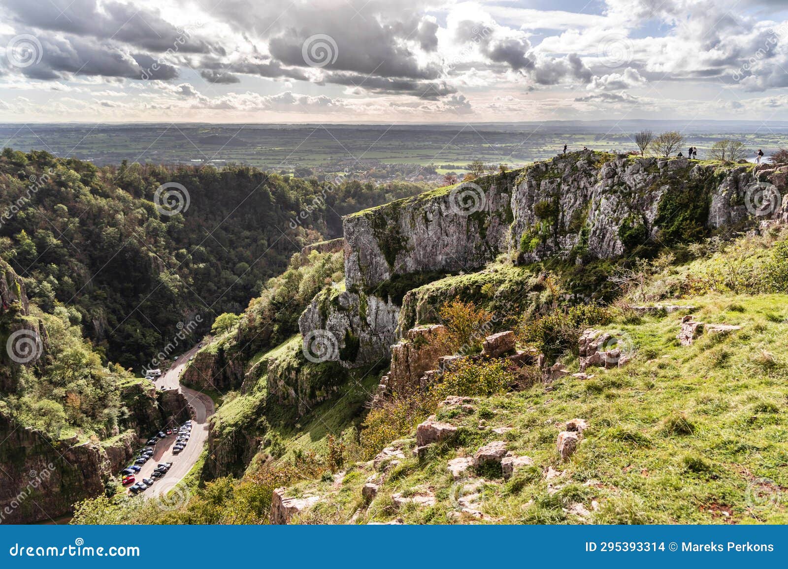 View from Cliffs Edge of Winding Road Cheddar Gorge in Somerset Stock ...