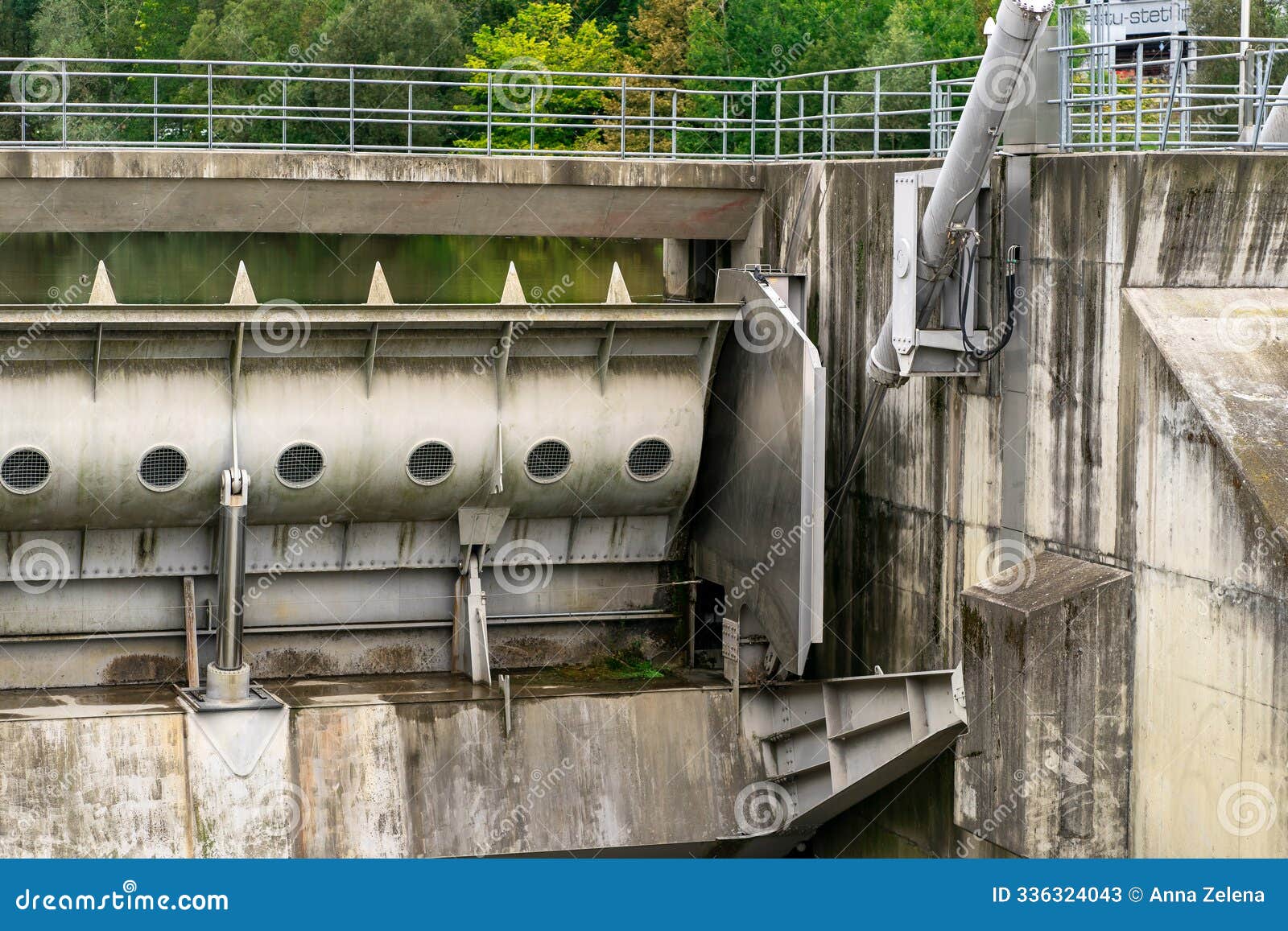 View of a Closed Spillway on a Small Dam on a River Stock Image - Image ...