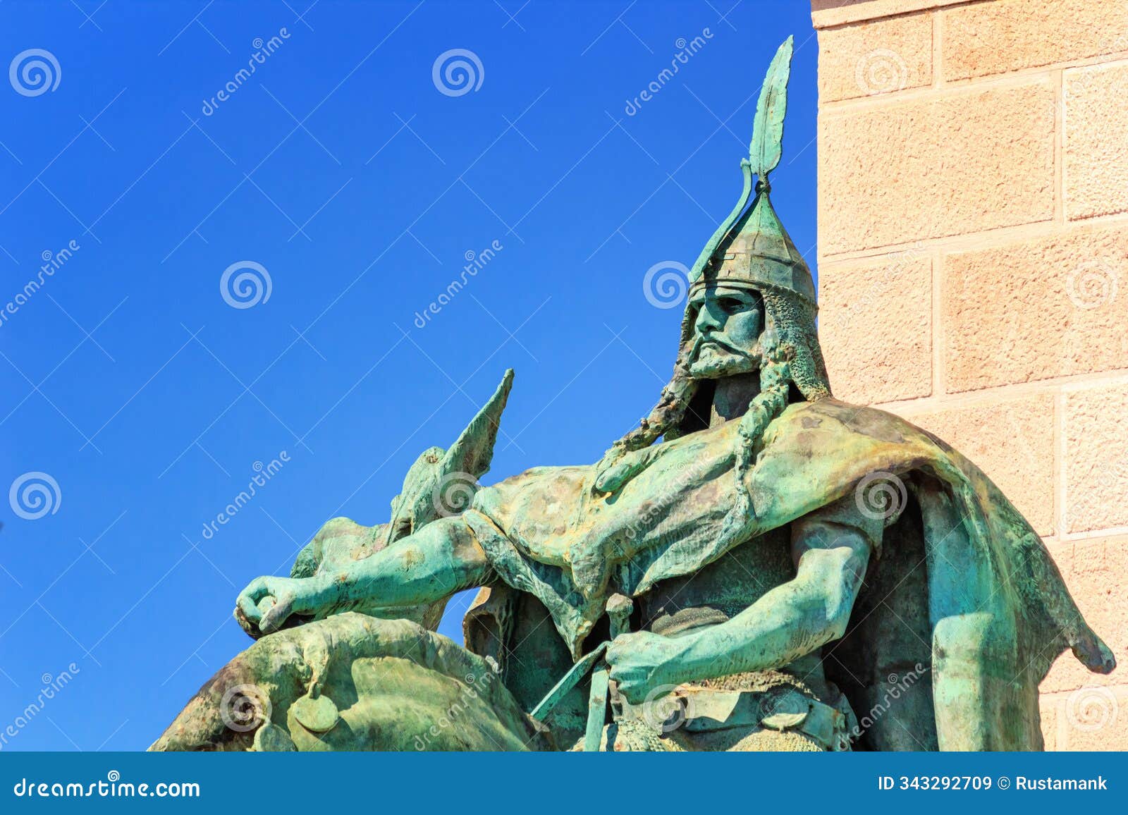 View Closeup of the Statue Arpad at the Bottom of the Column of the ...