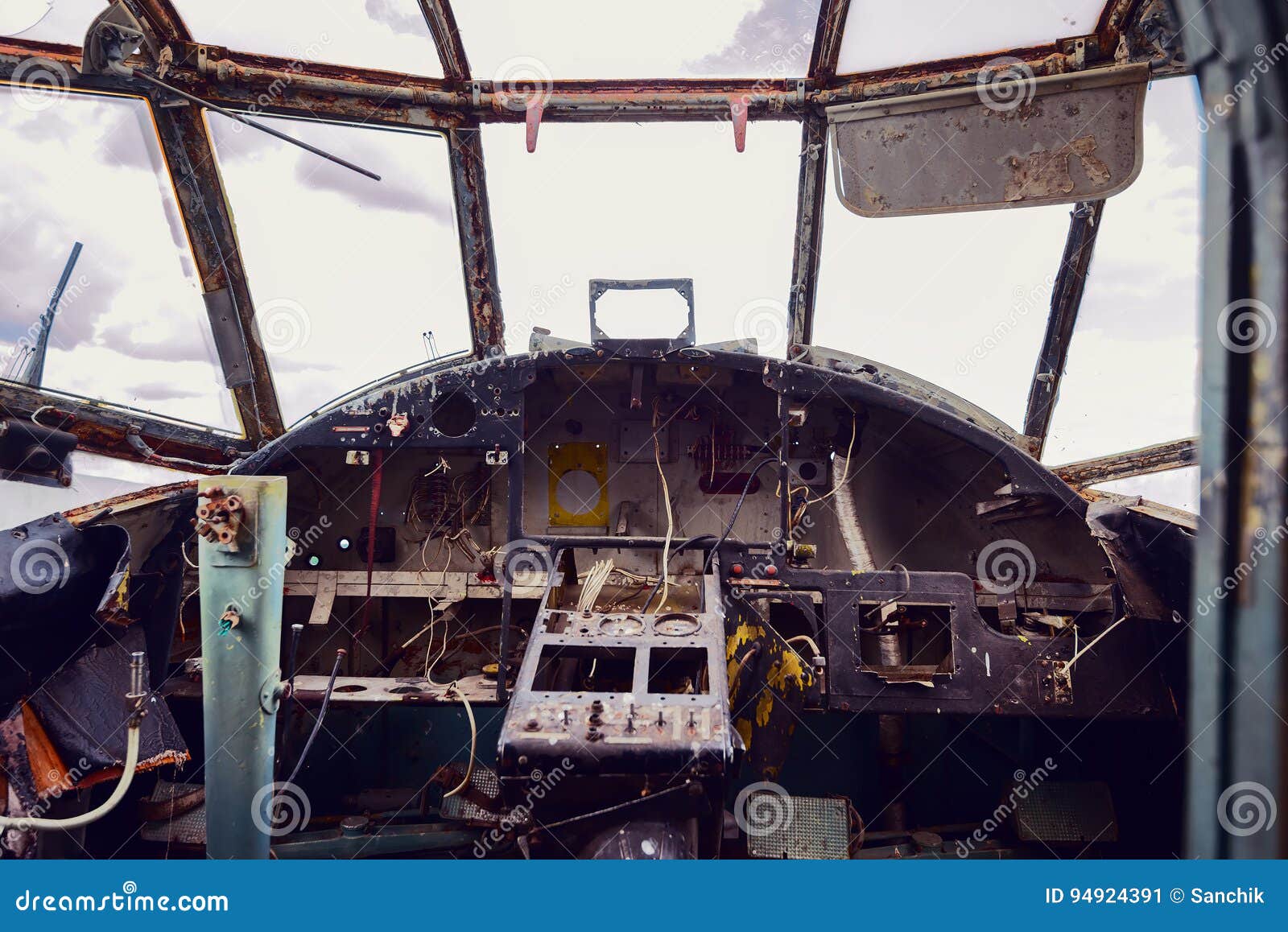 Cockpit Pilot Flight Deck Display. Throttle Jet Cabin With Control ...