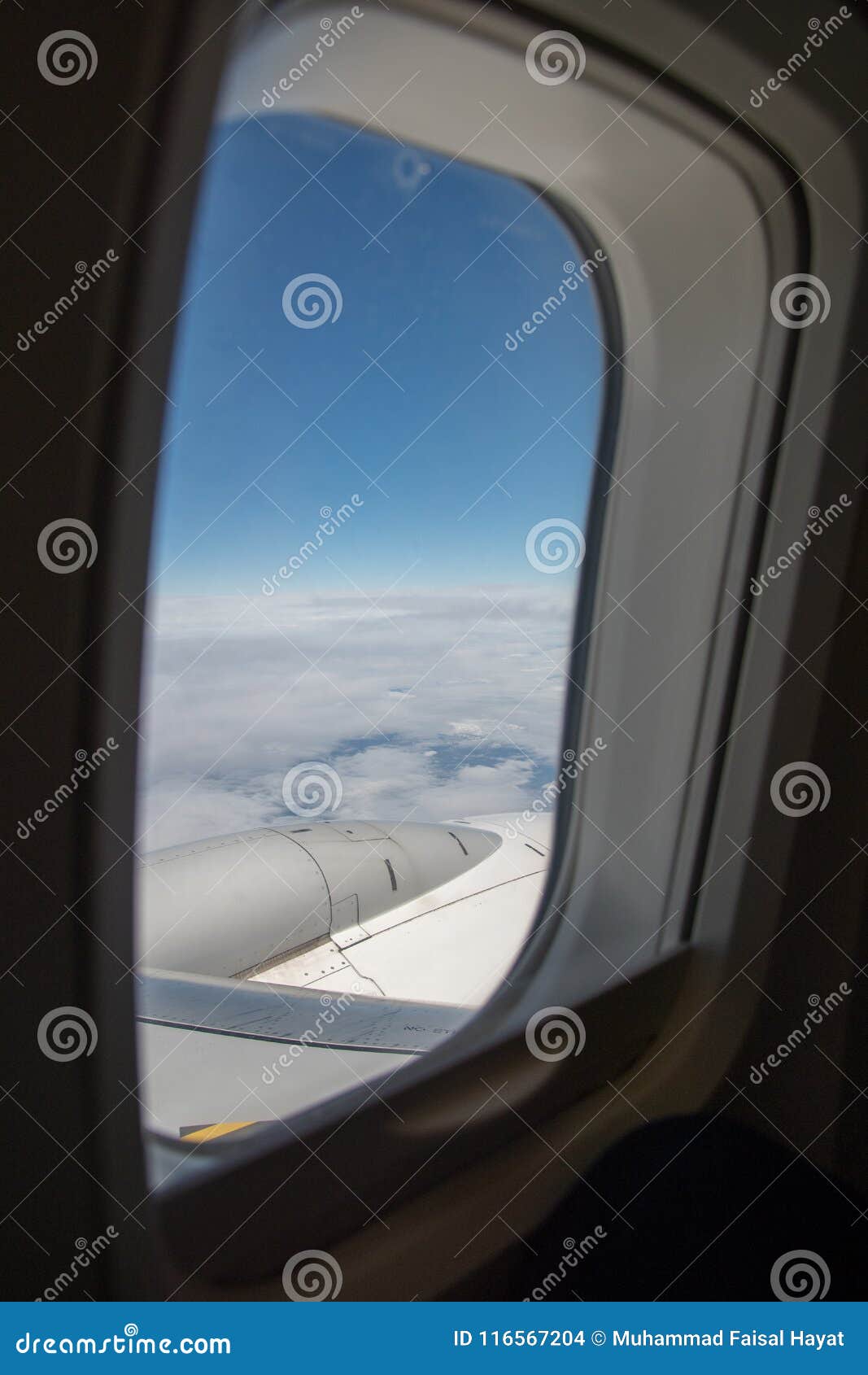 View of Clouds, Sky and Airplane Engine from Aeroplane Window Stock ...
