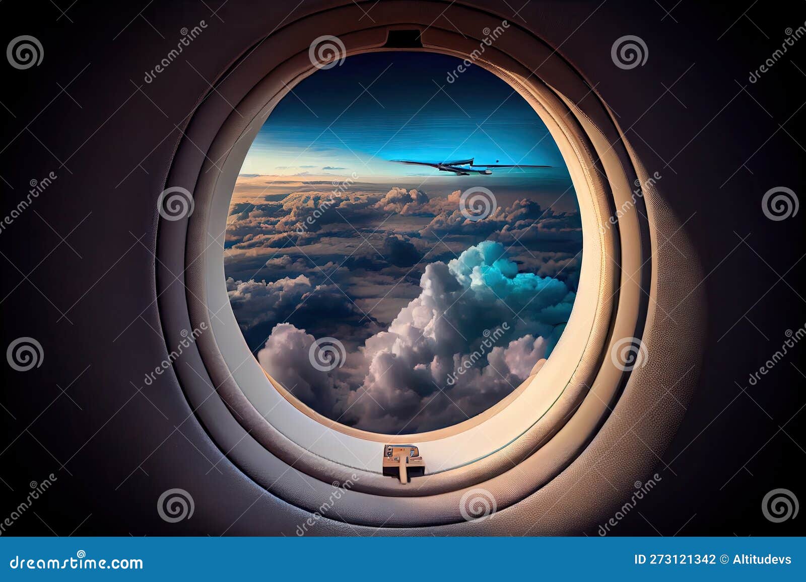 View of Clouds and Sky from the Window of First-class Airplane Seat ...